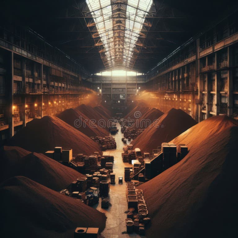 Fictional Warehouse Full of Piles of Coffee Stock Illustration ...