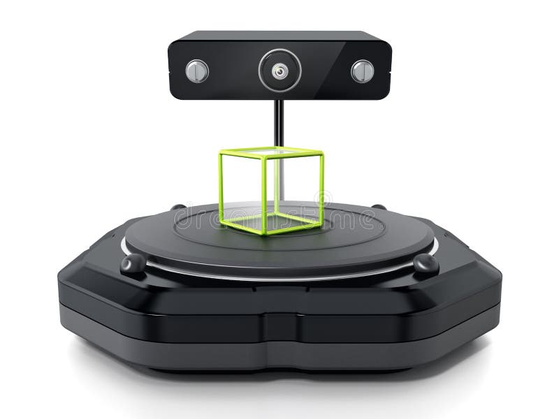 3d Scanner Scanning of Object with Computer Monitor, 3D Rendering Stock ...