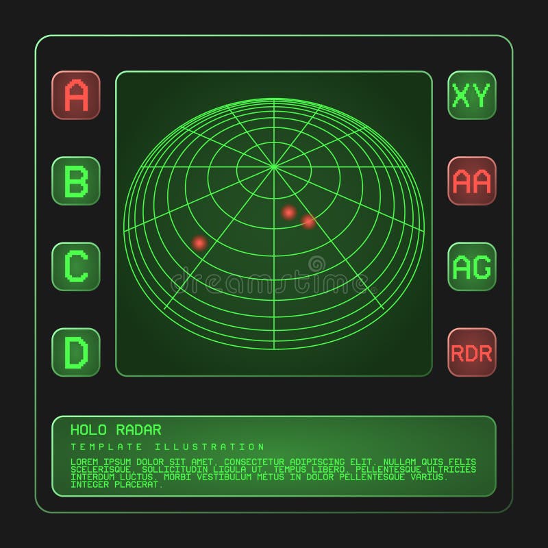 Fictitious Retro Futuristic Holographic Radar Interface. Modern Retro ...