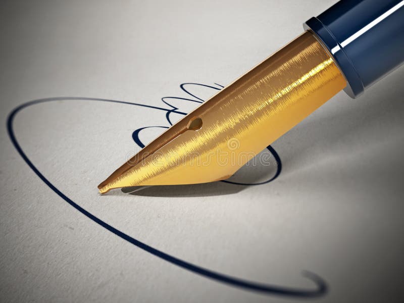 Fictitious Sign and Pen on Paper. 3D Illustration Stock Illustration ...