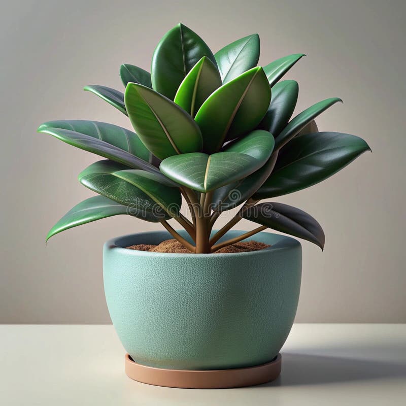Ficus Elastica in Pot, Plant, Minimalist, Green Stock Image - Image of ...