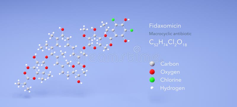 Fidaxomicin Molecule, Molecular Structures, Macrocyclic Antibiotic, 3d ...