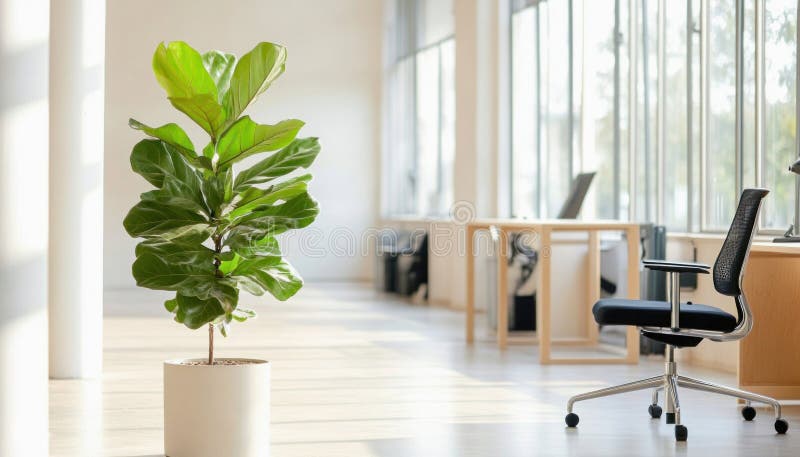 Fiddle Leaf Fig Brightening Modern Office Space with Natural Light ...