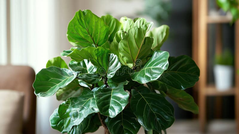 A Fiddle Leaf Fig or Ficus Lyrata Indoor Potted Stock Image - Image of ...
