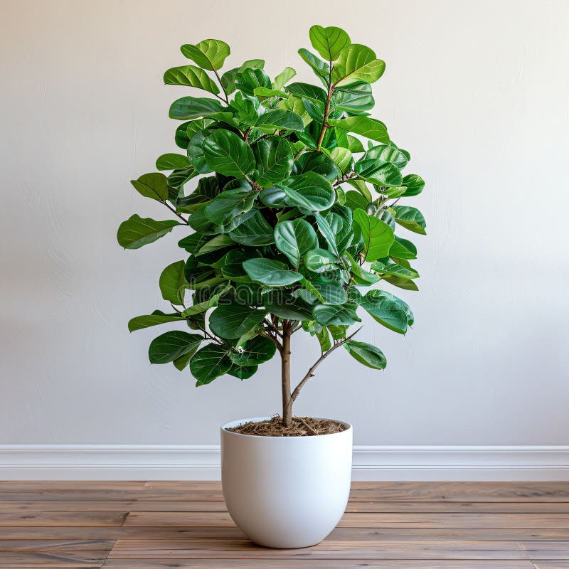Fiddle Leaf Fig in a Modern Planter Stock Illustration - Illustration ...