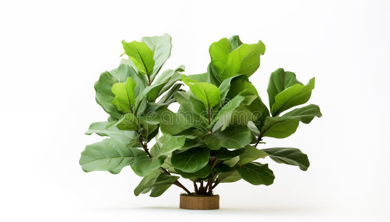A Fiddle Leaf Fig Tree with Its Large Glossy Leaves Isolated, White ...