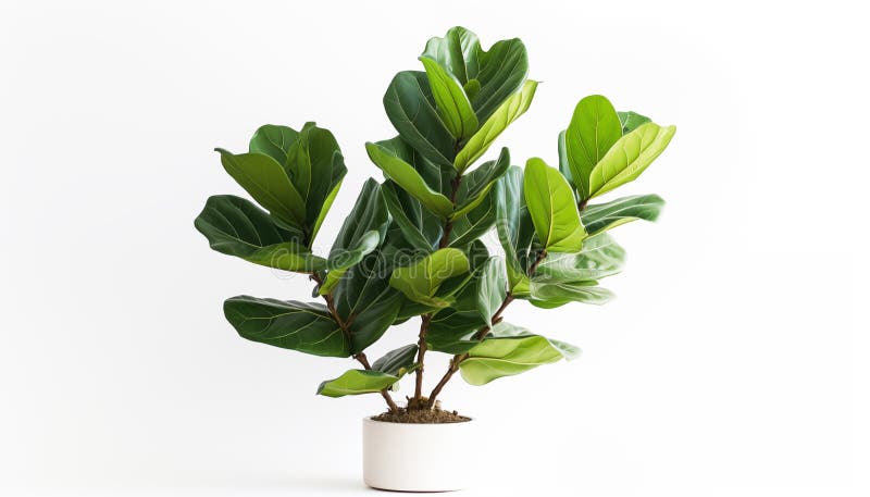 A Fiddle Leaf Fig Tree with Its Large Glossy Leaves Isolated, White ...