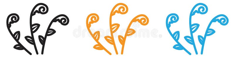 Fiddleheads Icon Vector Logo Set Collection for Web App Ui Stock Vector ...