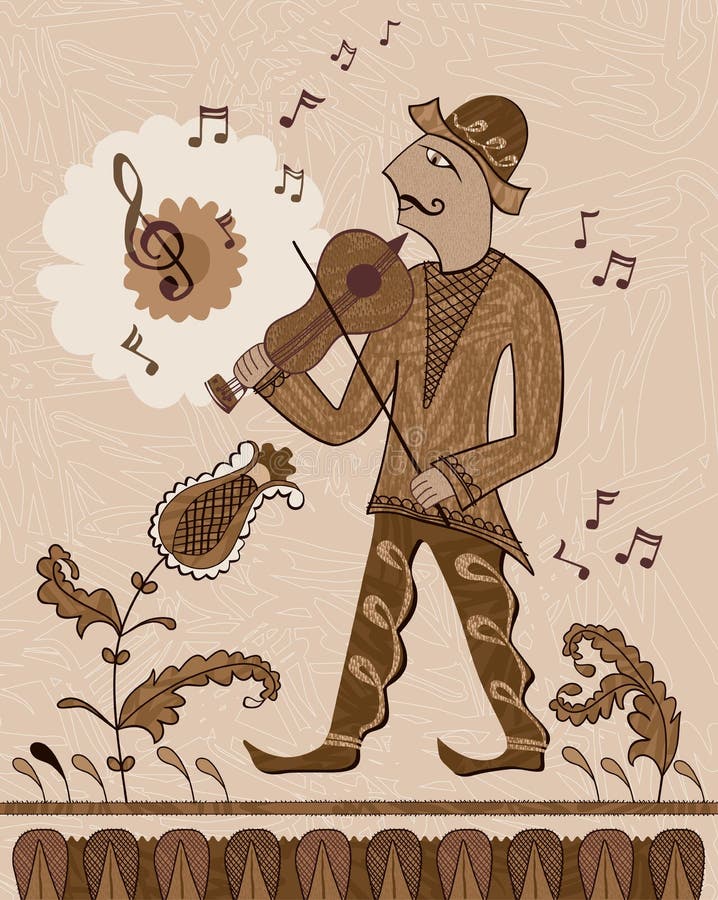 Fiddler. stock illustration. Illustration of ethno, flower - 50763024