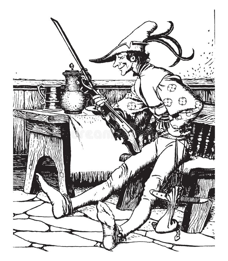 Fiddler, Vintage Illustration Stock Vector - Illustration of engraving ...
