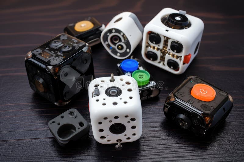 Fidget Cube, Surrounded by Variety of Sensors and Gadgets Stock ...