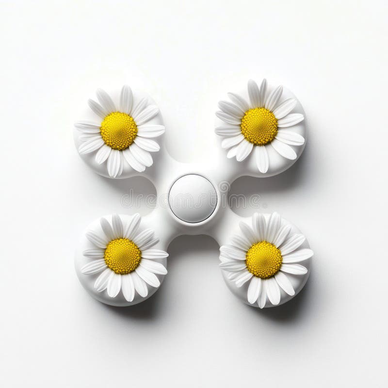 Fidget Spinner with Daisies Isolated on White Background Stock ...