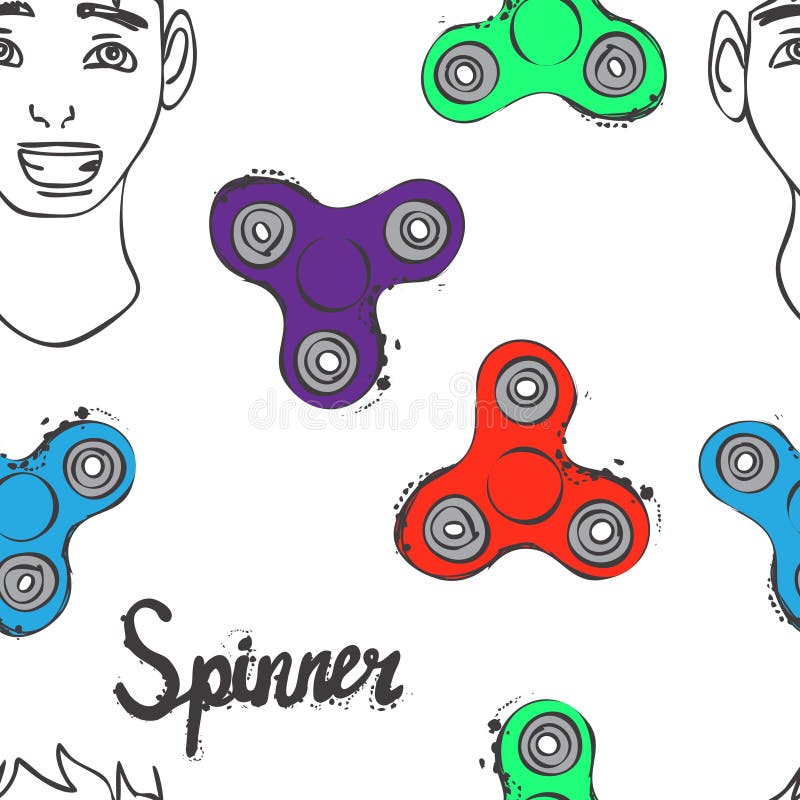 Fidget Spinner Hand Drawing Illustration and Lettering Calligraphy ...