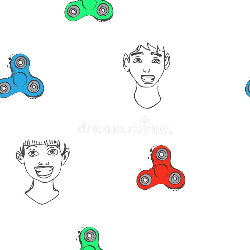 Fidget Spinner Hand Drawing Illustration and Lettering Calligraphy ...