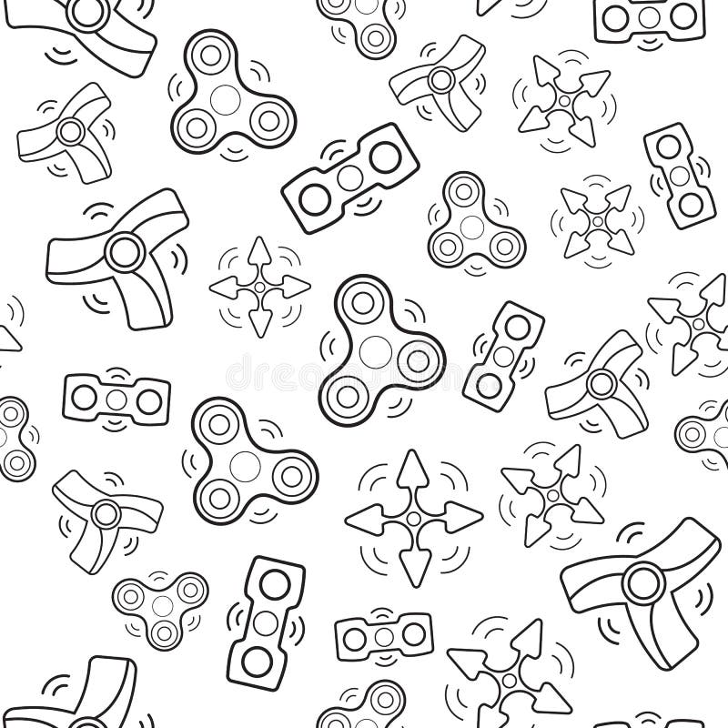 Fidget Spinner Seamless Pattern for Site Background in Outline Style ...