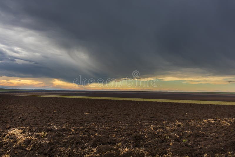 Field with Arable Land. Plowed Field Stock Image - Image of natural ...
