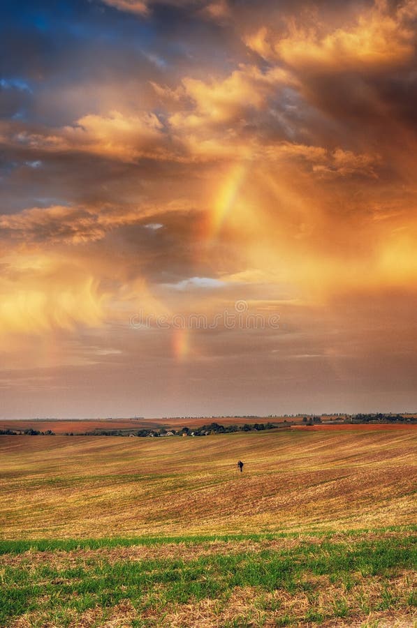 Field. Beautiful Sky Over a Hilly Field Stock Photo - Image of dramatic ...