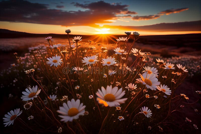 Field of Blooming White Daisies. AI Generated. Stock Illustration ...