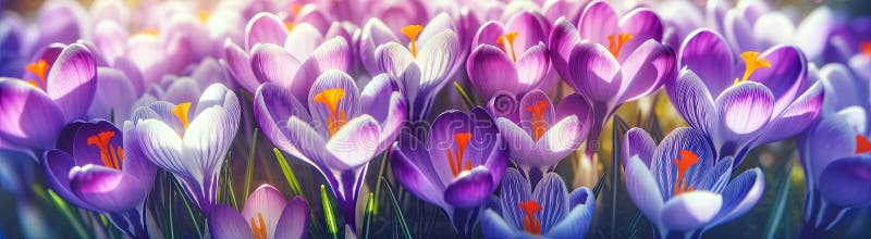 A Field of Blue and Purple Crocus Flowers Easter Spring Background ...