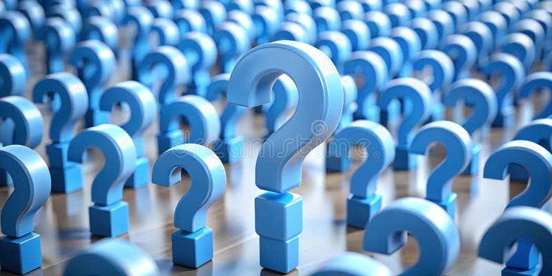 A Field of Blue Question Marks a Symbol of Uncertainty Stock ...