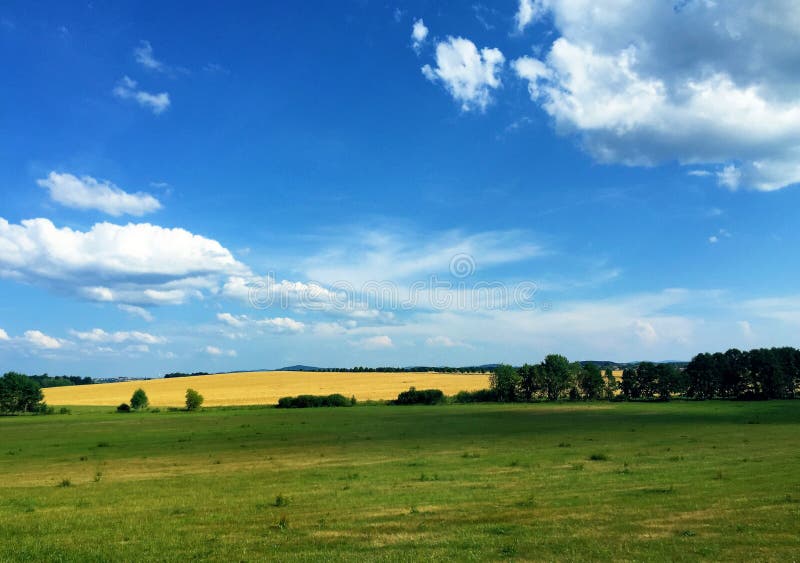 Field and Blue Sky in Czech Republic Stock Photo - Image of meadow ...