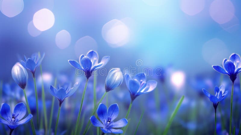 Field of Blue Spring Flowers Stock Illustration - Illustration of ...