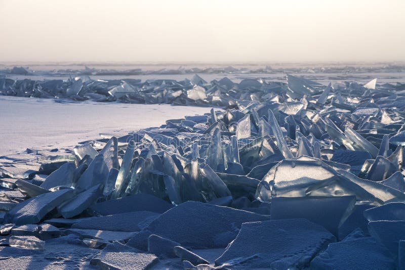 Field of Broking Ice Along the Crack Stock Photo - Image of cold ...