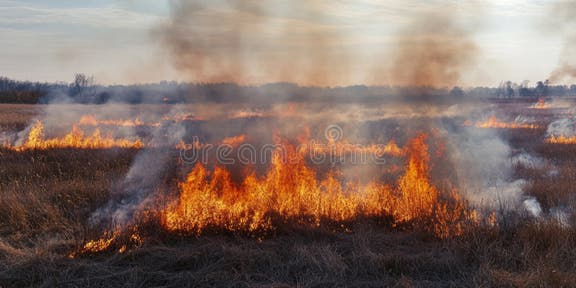 Field Burning - Controlled Fire for Land Management Stock Image - Image ...