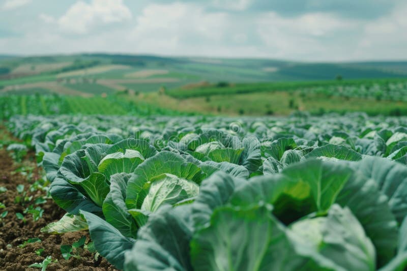 A Field of Cabbage Growing in the Middle of a Field. Suitable for ...