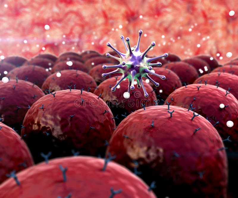 Leukocytes attack viruses stock illustration. Illustration of biology ...