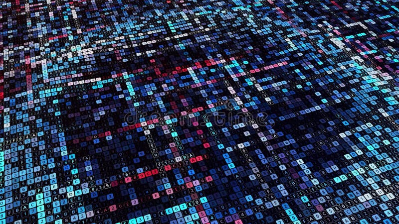 Field with Changing Numbers. Animation. Computer Field with Generated Numbers and Pulsating ...