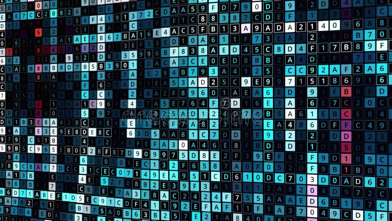 Field with Changing Numbers. Animation. Computer Field with Generated Numbers and Pulsating ...