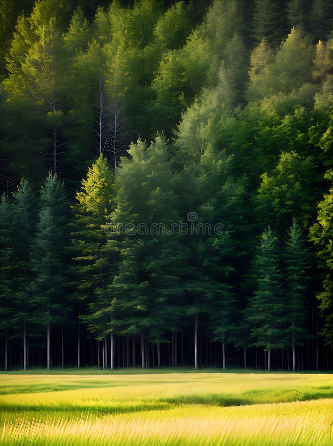 Field: Coniferous Realistic Neutral Color Palette. Stock Illustration ...