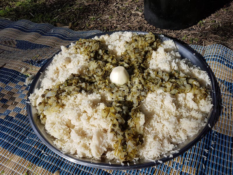 Field Cooking- Rice and Wood Sorrel Stock Photo - Image of serving ...