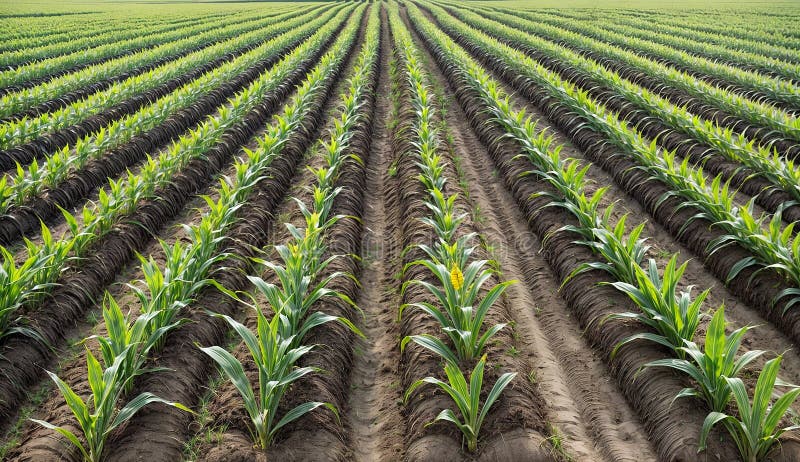 A Field of Corn with Rows of Corn Plants Growing Stock Illustration ...