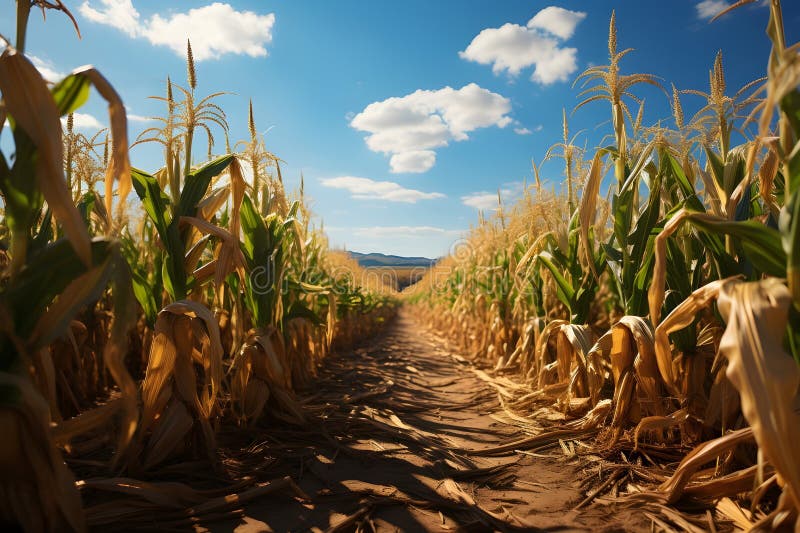 Field of corn stock illustration. Illustration of landscape - 302288360