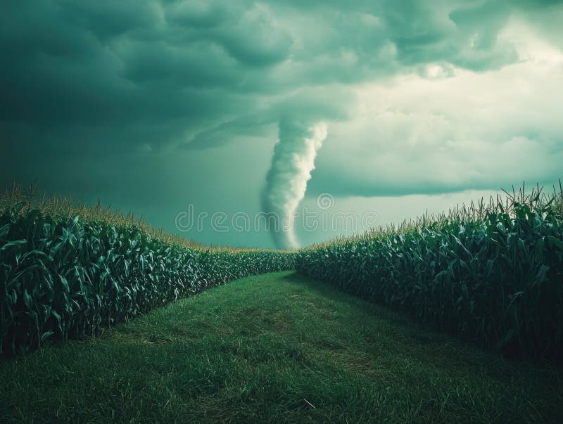 Field of Corn and Tornado Cloud Stock Image - Image of emergency, rural ...