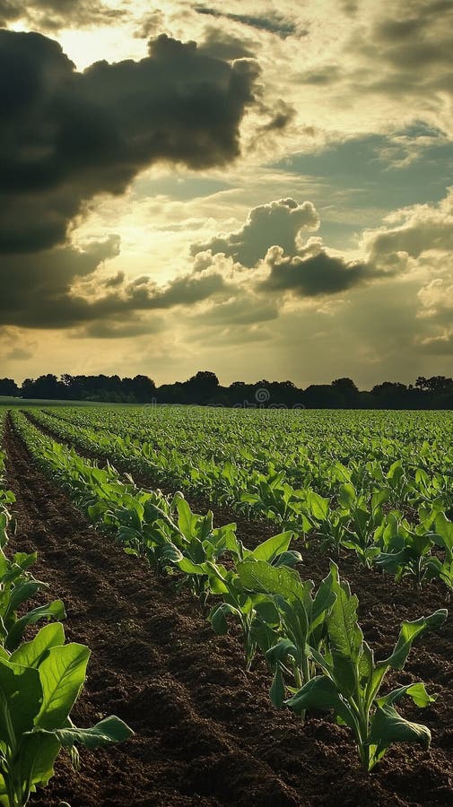 A Field of Crops Thriving with Compost-enriched Soil. Stock ...