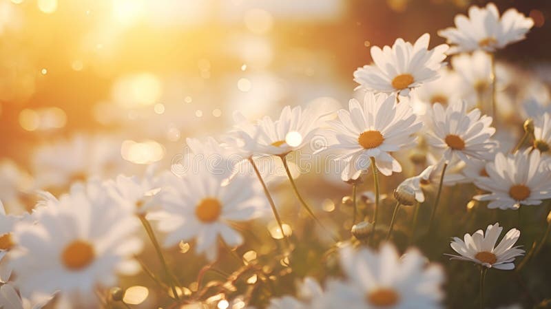 Field of Daisy Flowers. Neural Network AI Generated Stock Image - Image ...