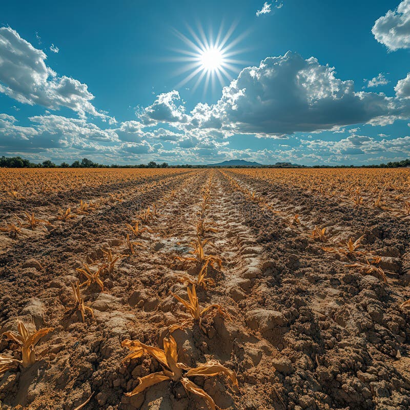 A Field of Dead Crops Under a Scorching Sun because of Global Warming ...