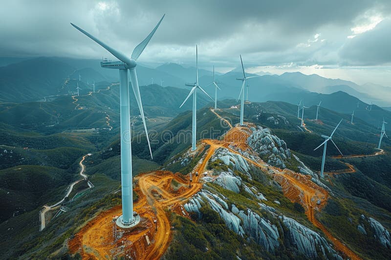 Field Engineers Inspecting Construction with Wind Turbines for Clean ...