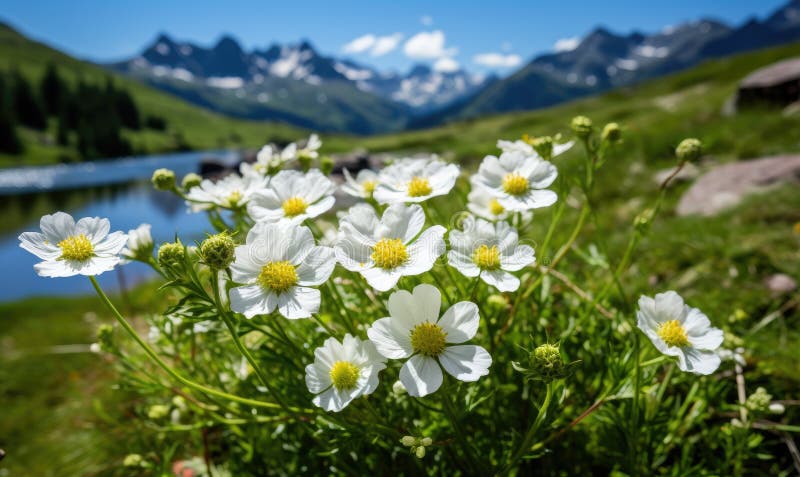A Field Filled with Beautiful White Flowers Stock Illustration ...
