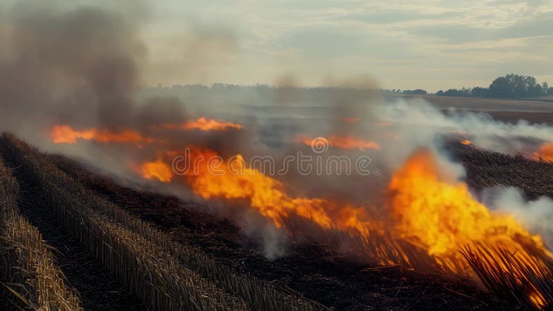 Farm Field Burning stock footage. Video of arson, emergency - 384618240
