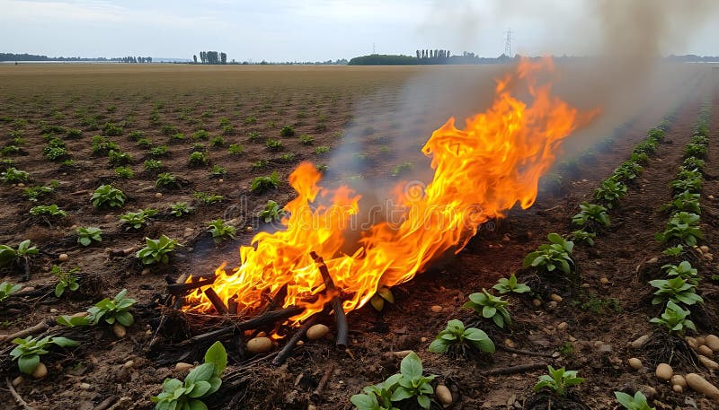 Field Fire Burning Crops, Agriculture Disaster, and Environmental ...