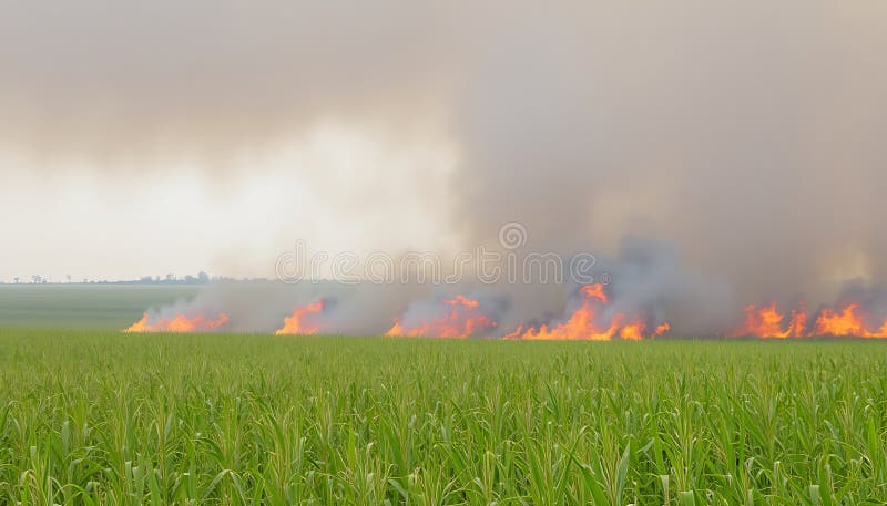 Field Fire Burning Landscape, Representing Wildfire Disaster and Nature ...