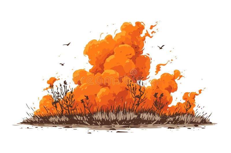 Field on Fire Night Isolated Stock Vector - Illustration of closeup ...