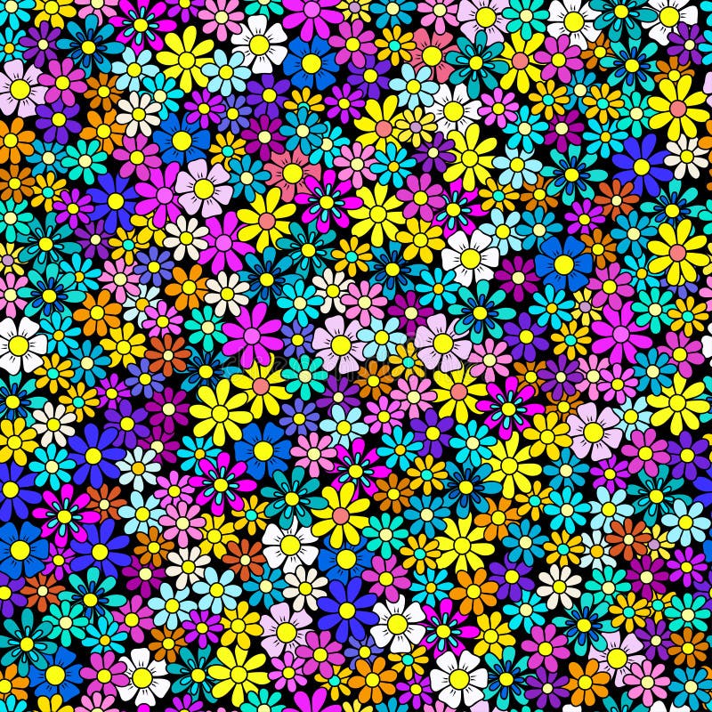 Field of Flowers Seamless Pattern Stock Illustration - Illustration of ...
