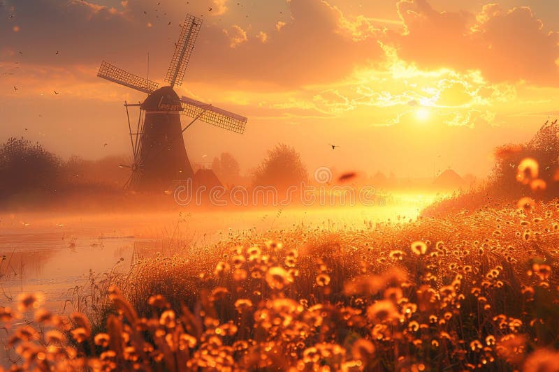 A Field of Flowers at Sunset. Flower Field Stock Photo - Image of ...