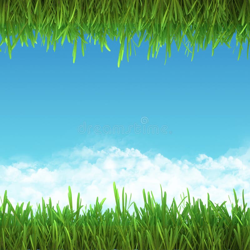Field Frame of Green Grass and Sky. Stock Image - Image of lawn, nature ...