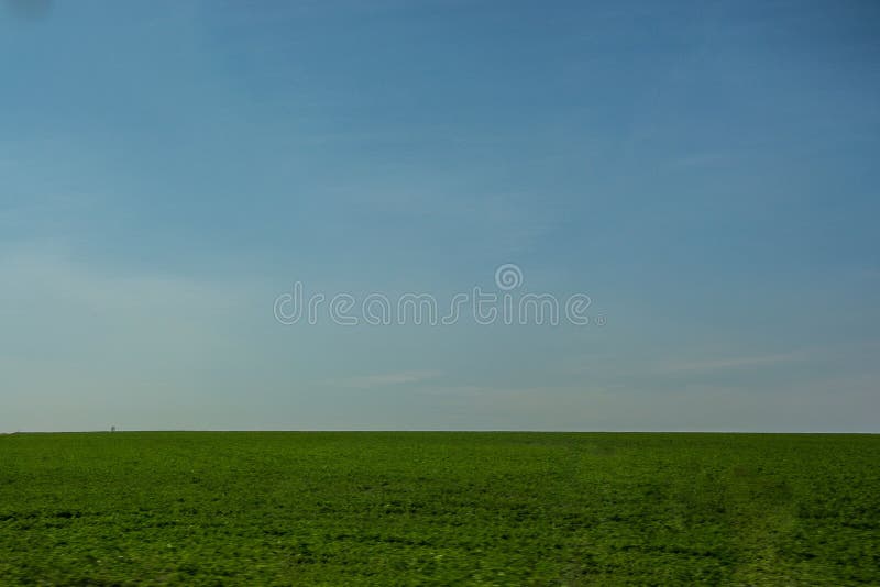 Field of Fresh Green Grass, Beautiful Blue Sky with White Clouds Stock ...